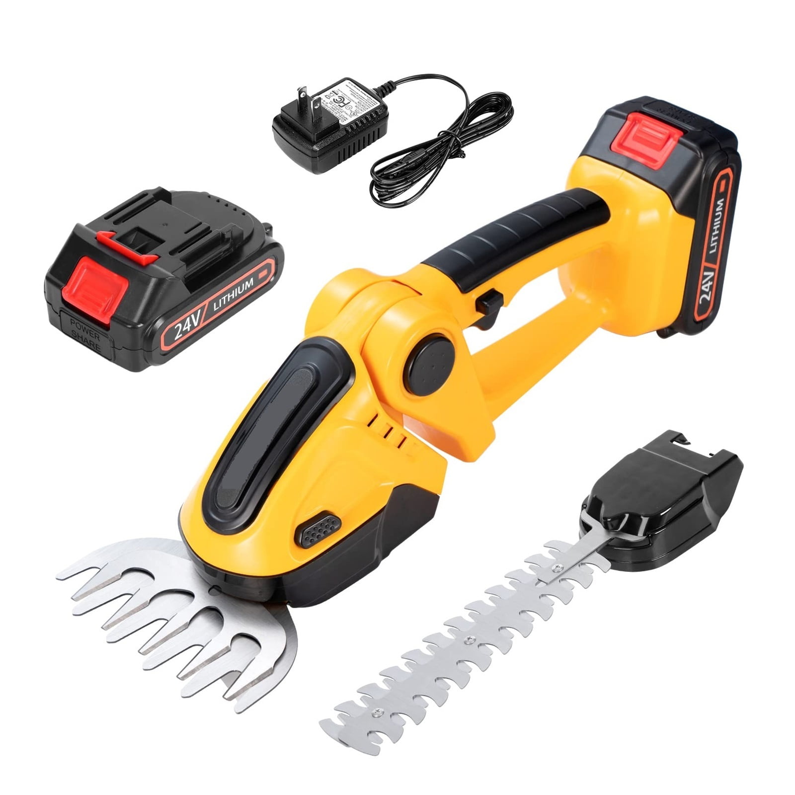 24V Cordless Electric Hedge Trimmer 2 in 1 Mini Handheld Hedge Trimmer ...