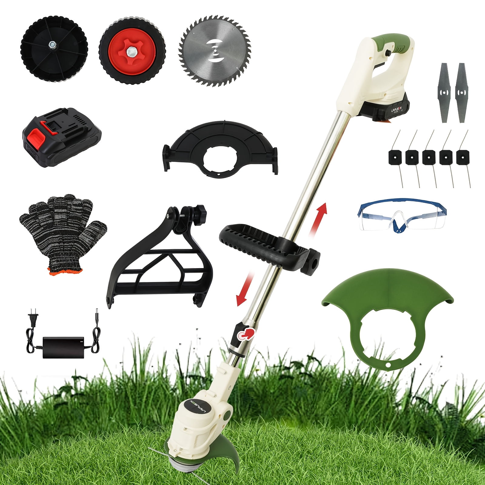 24V Cordless Electric Weed Wacker Brush Cutter, 2 Batteries & Charger ...