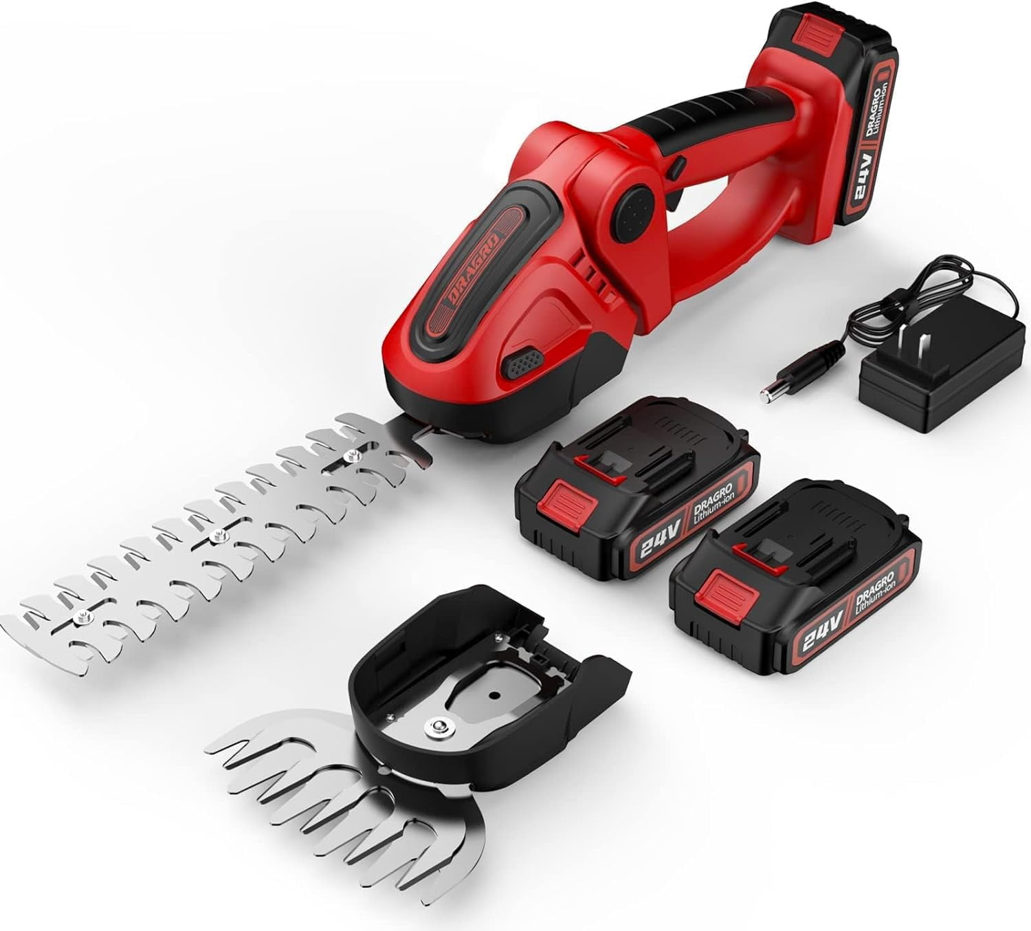 24V Cordless Grass Shears, 2200RPM 2-in-1 Electric Hedge Trimmer, Mini ...