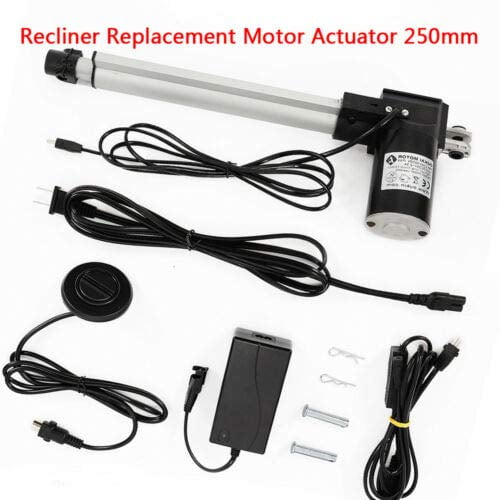 24V DC Linear Actuators, 250mm Stroke, 100KG, Black, Aluminum, Compact ...