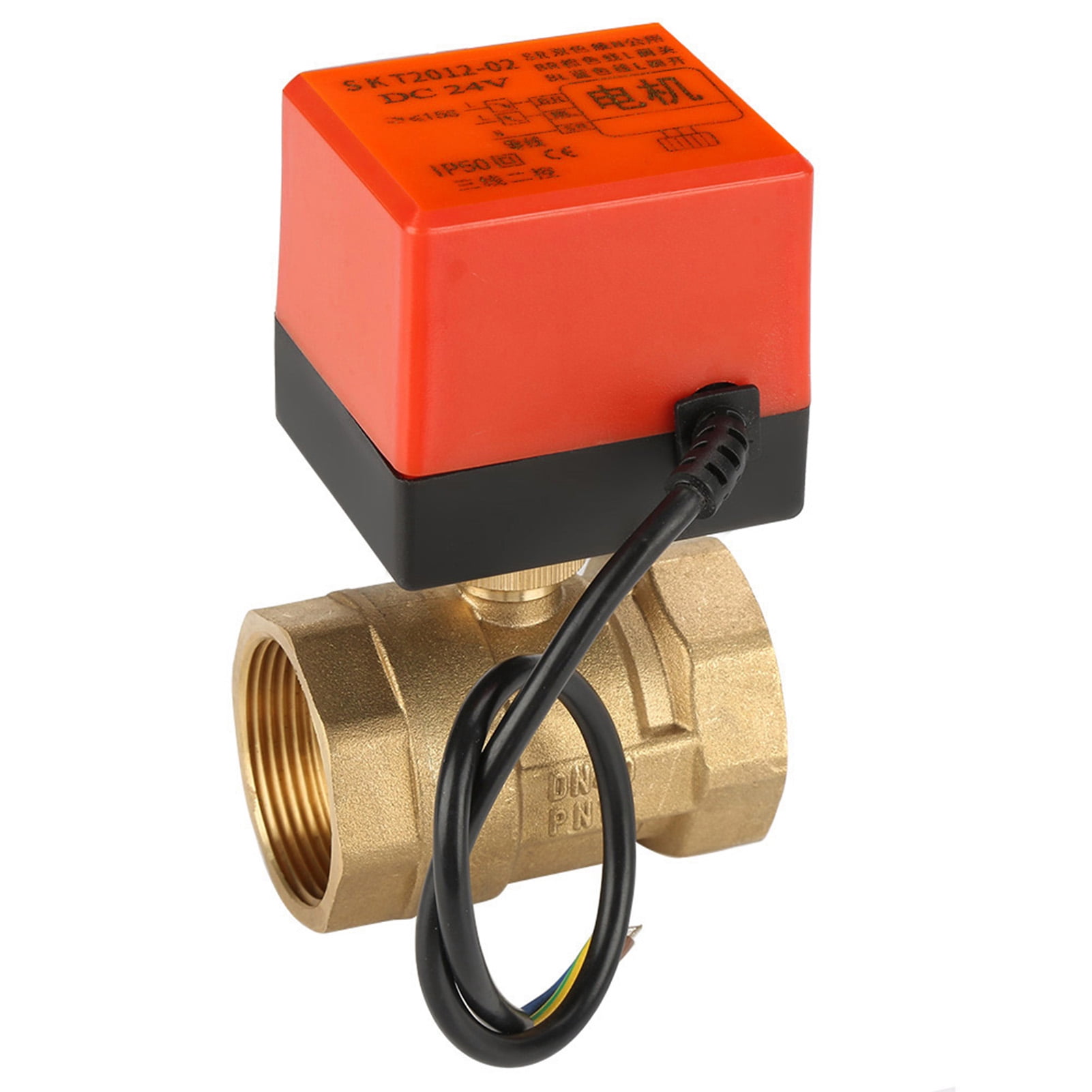 24V DC Two-Way Brass Motorized Ball Valve, DN40, G1-1/2", Electric ...