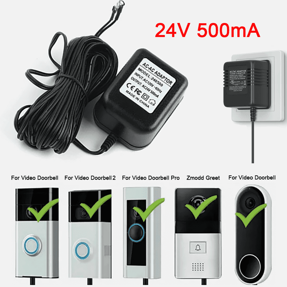 24V Doorbell Transformer Power Adapter for Video Doorbell Ring 1/2/2 ...