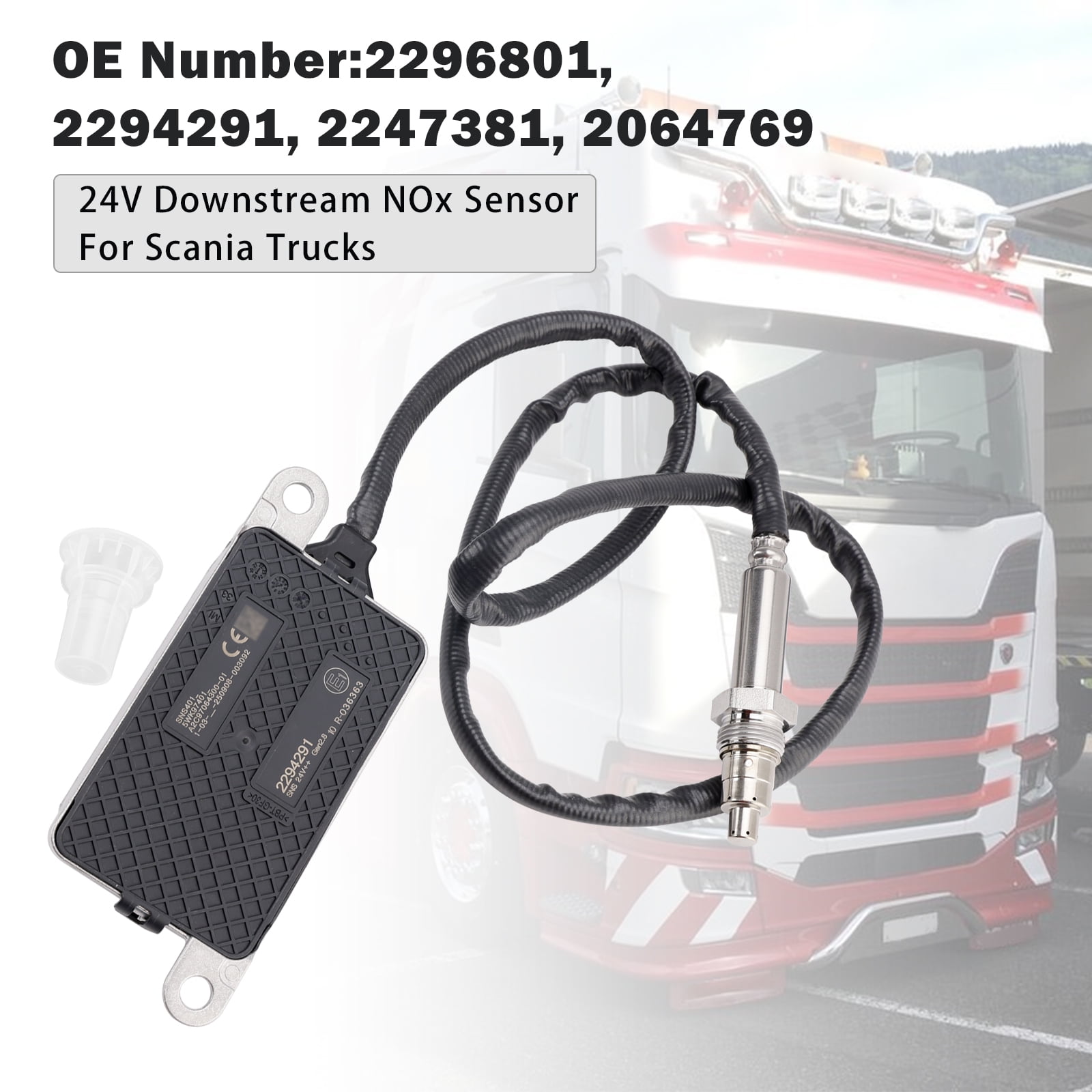 24V Downstream Nitrogen Oxygen NOx Sensor 2294291 For Scania Trucks ...