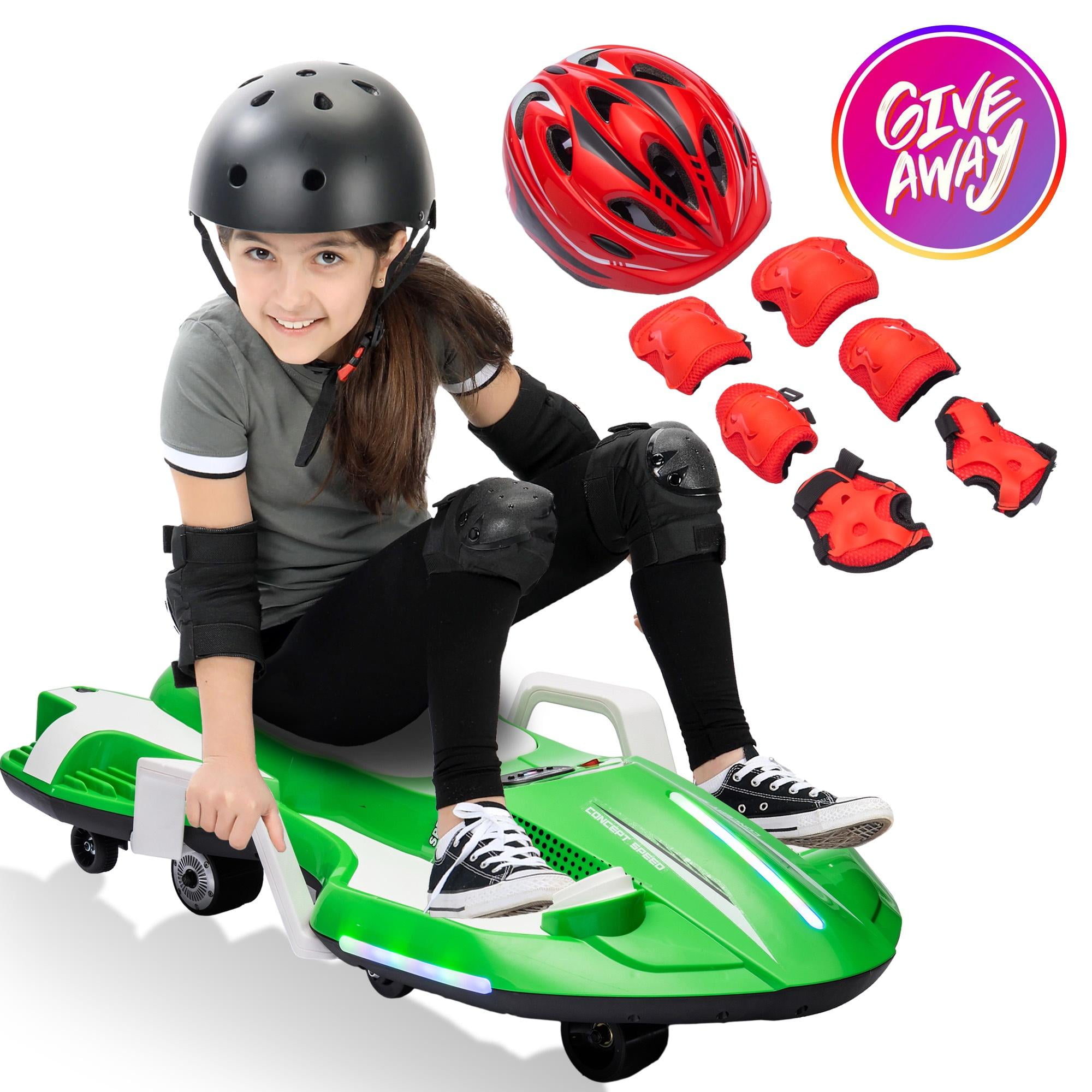 24V Electric Go Kart for Kids with Spray Function, 200W Ride on Electric Scooter with Helmet ...