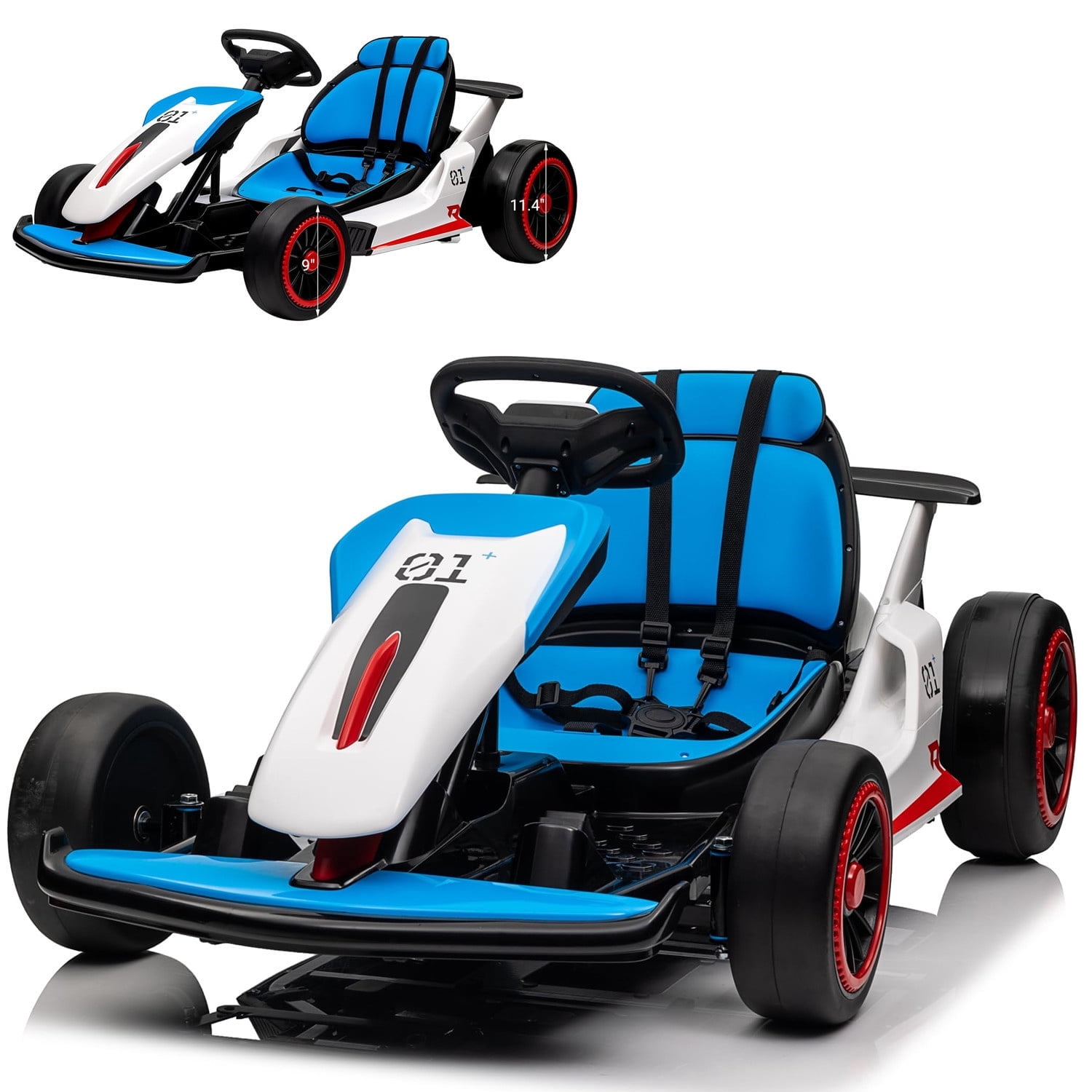 Juibresa 24V Go Kart for Kids,200Wx2 Powerful Drift Kart Electric Pedal ...
