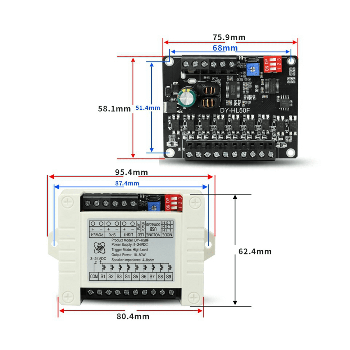 24V High Power Voice Broadcast Prompt Module High and Low Level Trigger ...
