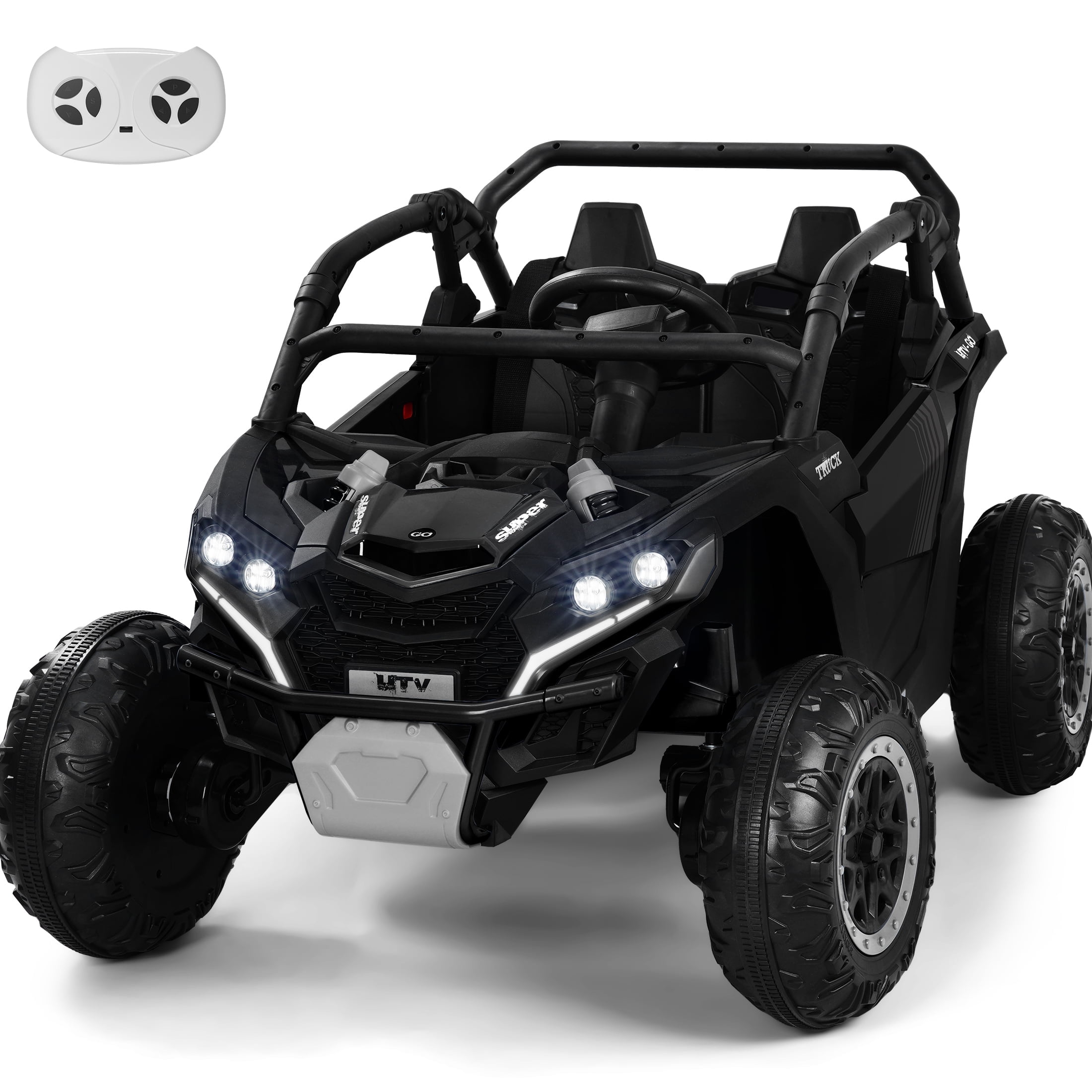 24V Kid Ride on Truck Car, 4WD Electric Powered Ride on UTV with 2 ...