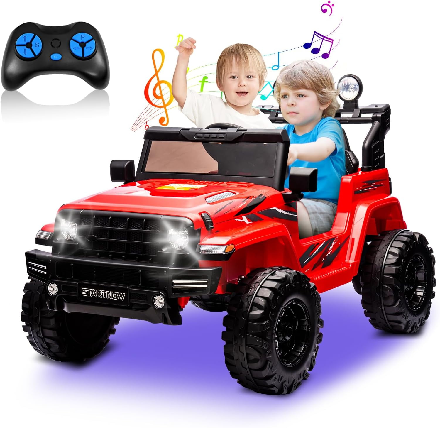 24V Kids Electric Ride on Car, 2-Seat Battery Powered Toy with LED ...