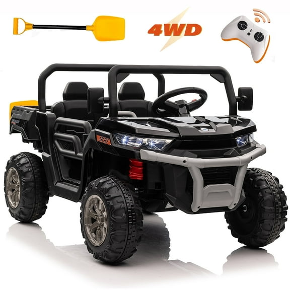 24V Kids UTV 2 Seater Ride On Dump Truck with EVA Tires Wheels Battery ...
