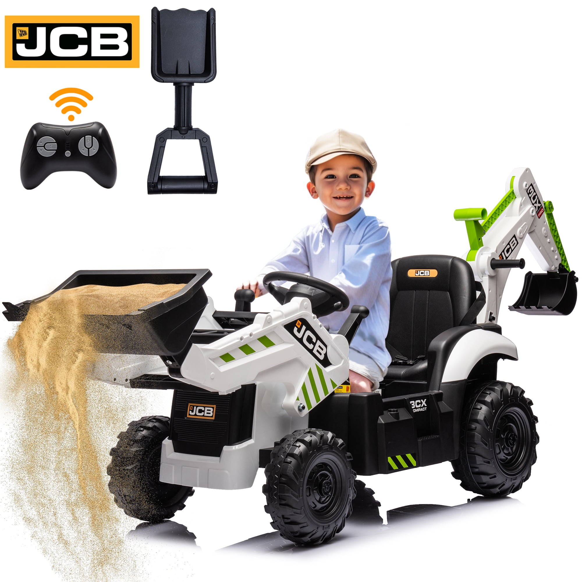 24V Kids Ride on Excavator Digger Toy Cars, JCB Powered Ride on Backhoe ...