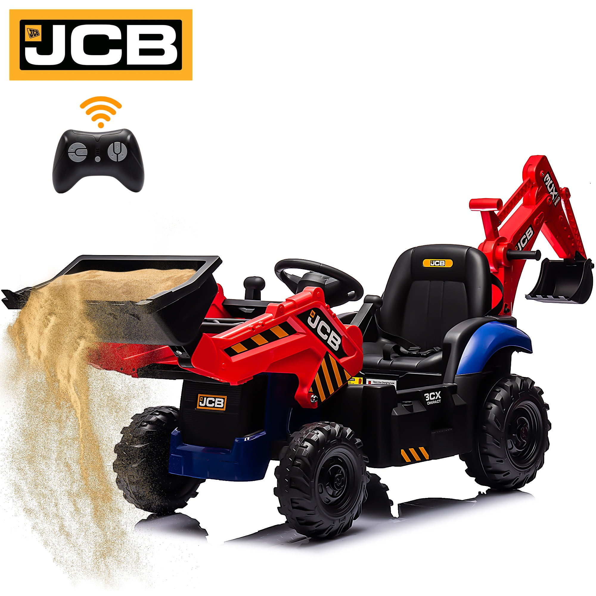 iYofe 24V JCB Ride on Excavator Toy, 3-in-1 Battery Powered Electric ...