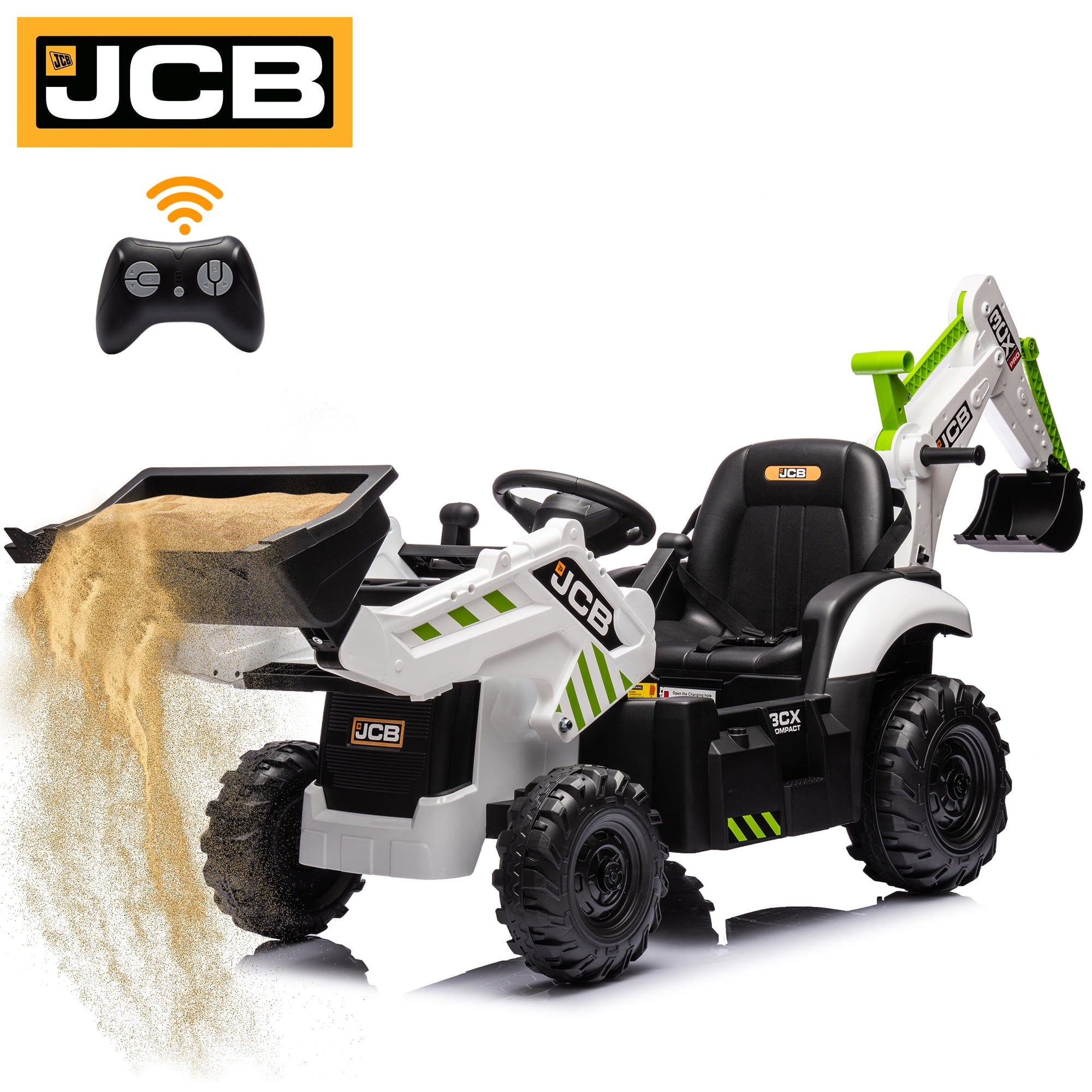 iYofe 24V JCB Ride on Excavator Toy, 3-in-1 Battery Powered Electric ...