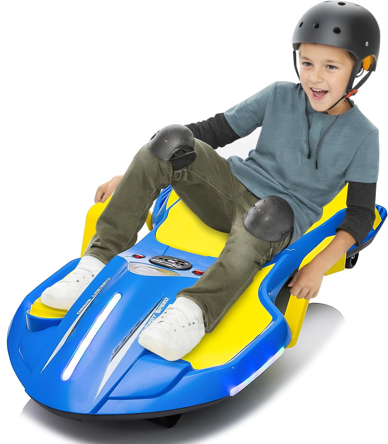 24V Kids Ride On Go Kart, Wiggle Car, w/Helmet Knee Pads, High Performance, Use for 1-2 Hours ...