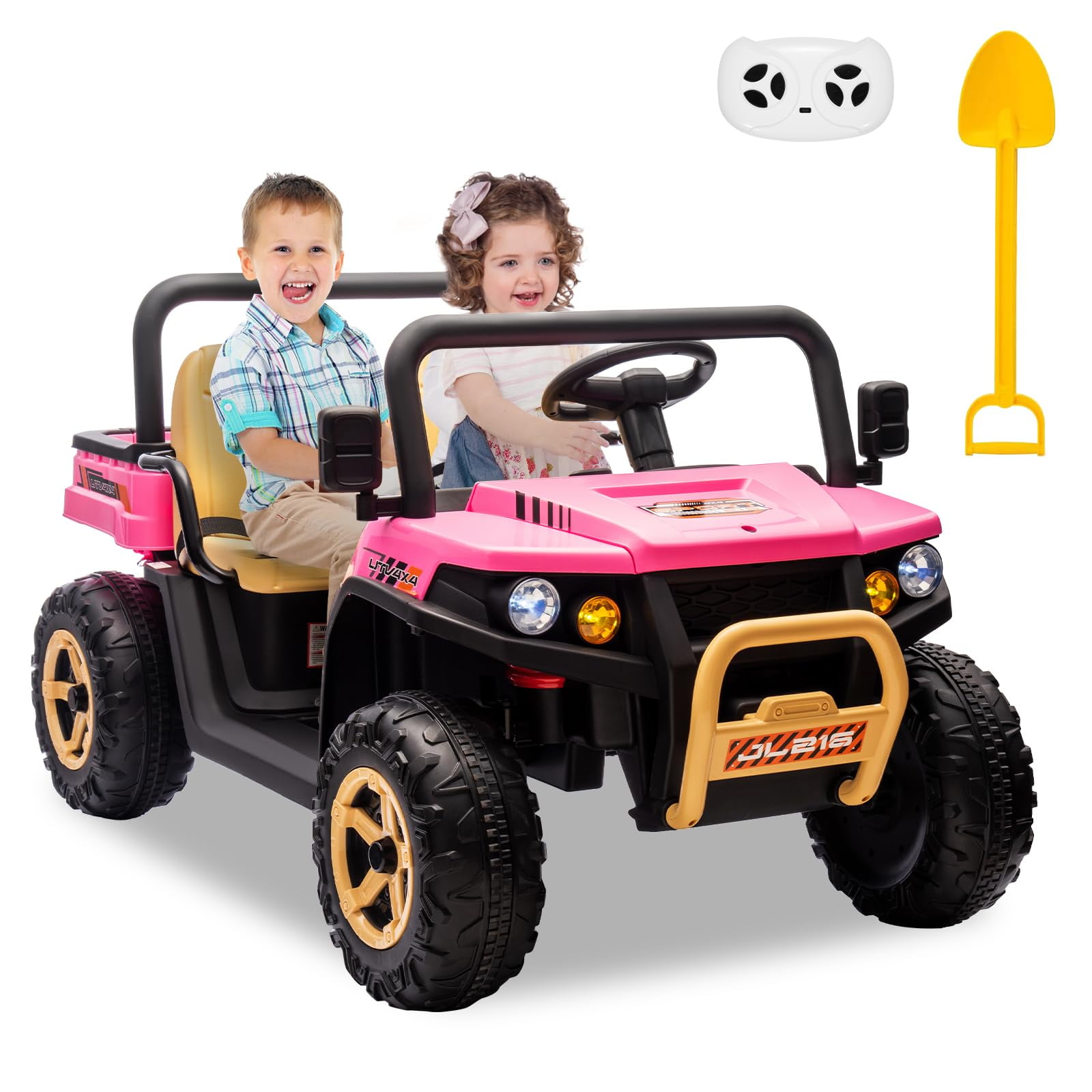 24V Kids Ride On Dump Truck, 4WD 2 Seater Truck Car Toys with Electric ...