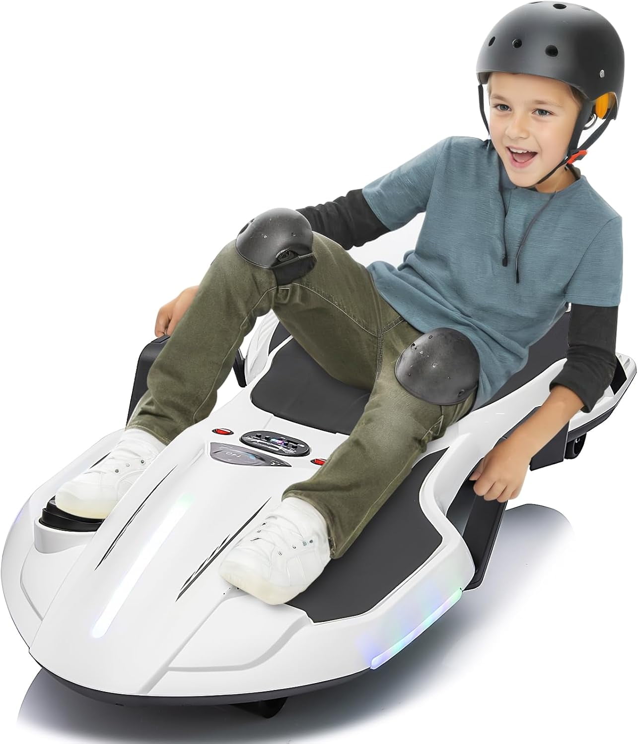 24V Kids Ride On Go Kart, Wiggle Car, w/Helmet Knee Pads, High ...