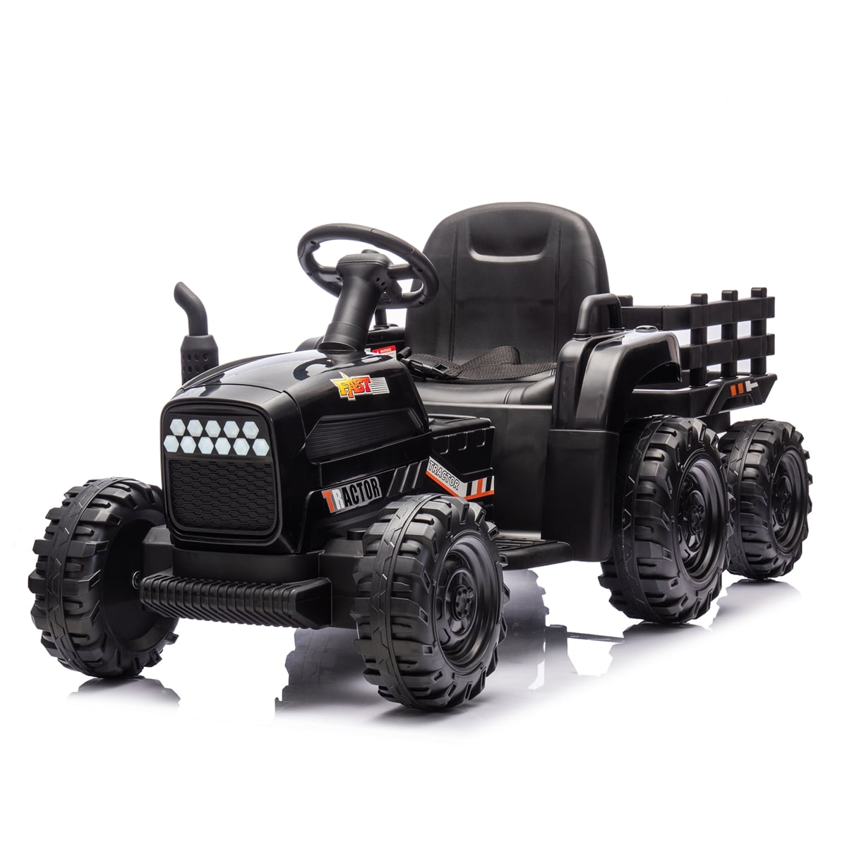 24V Kids Ride On Tractor2.0 with Trailer, Powered Electric Tractor Toy ...
