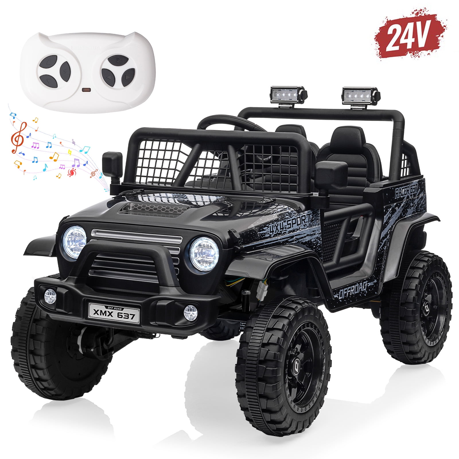24V Kids Ride on Toy Jeep with Parent Remote, Electric Truck Car for ...