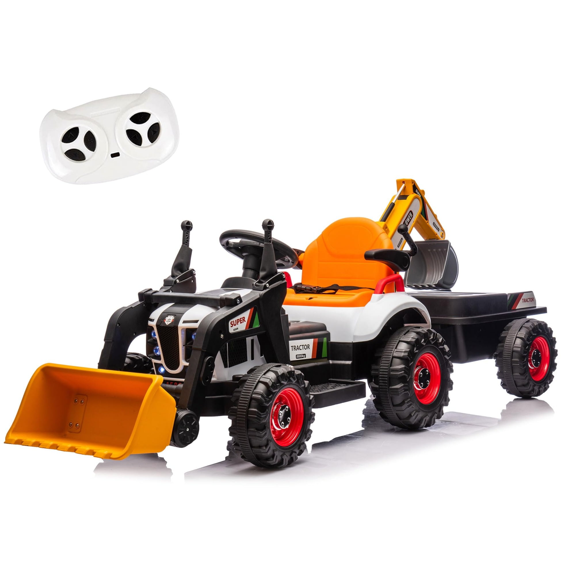 24V Kids Ride On Tractor with Remote Control, All-Terrain Electric ...