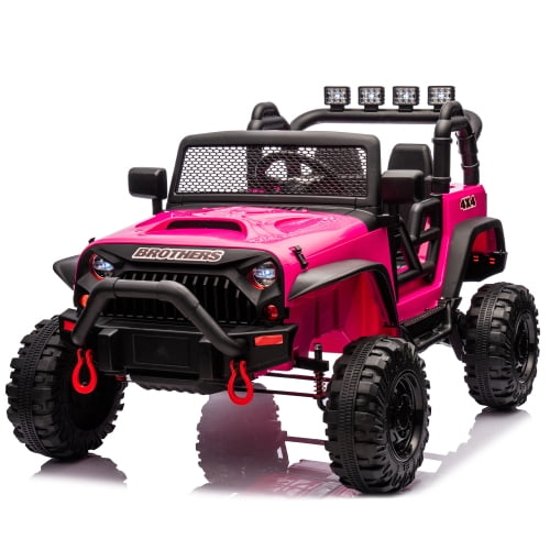 24V Kids Ride On Tractor with Trailer, 400W Dual Motor Powered Electric ...