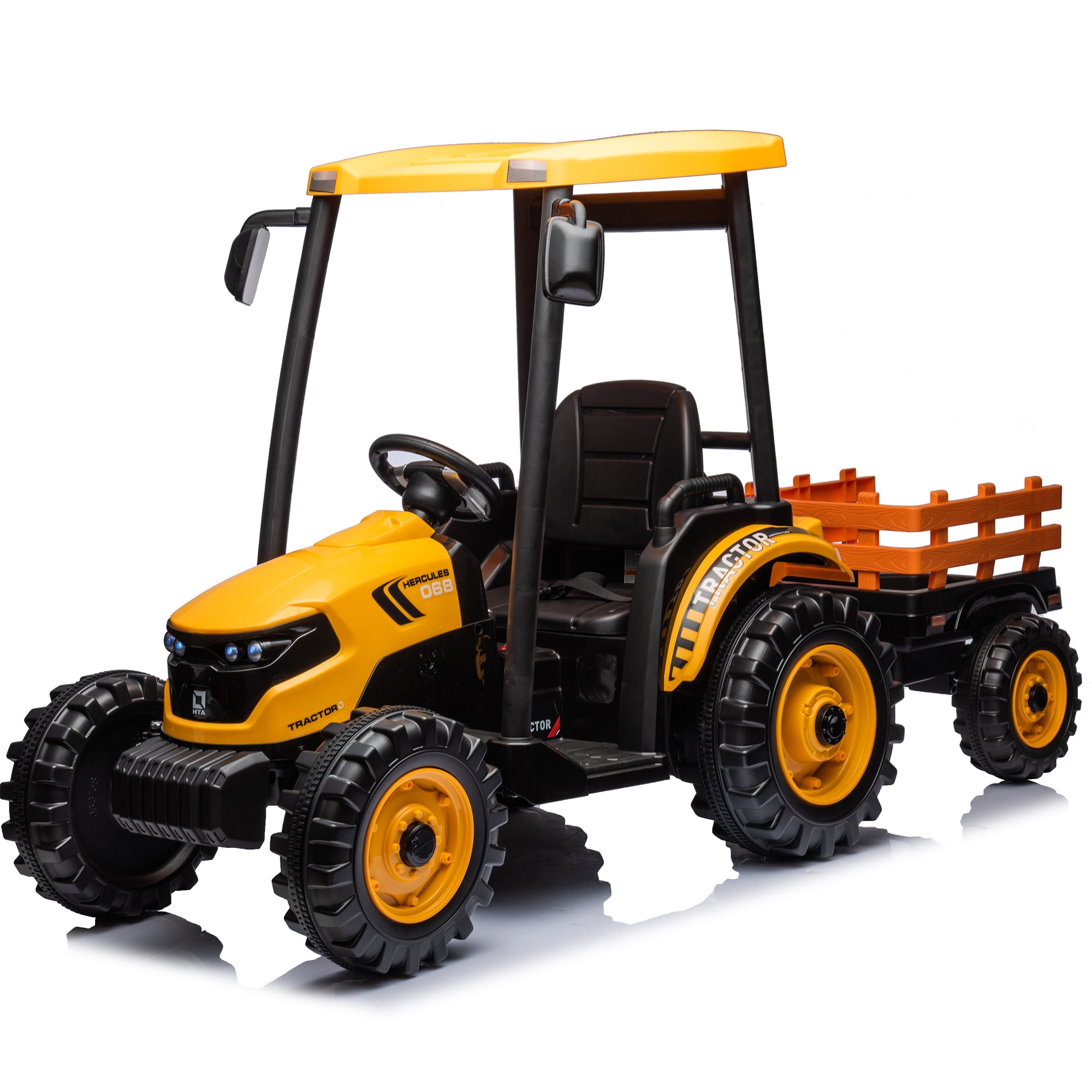 24V Kids Ride on Tractor with Trailer and 400W Strong Motors, Battery ...
