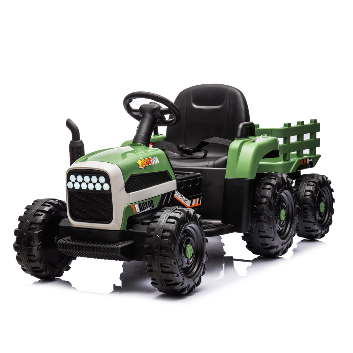 24V Kids Ride on Tractor with Trailer, Battery Powered Electric Tractor ...