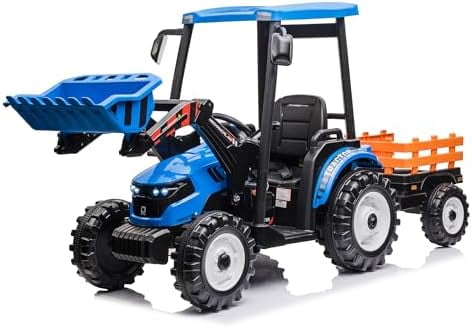 24V Kids Ride on Tractor with Trailer&Front Loader, Toddler 3-Gear ...