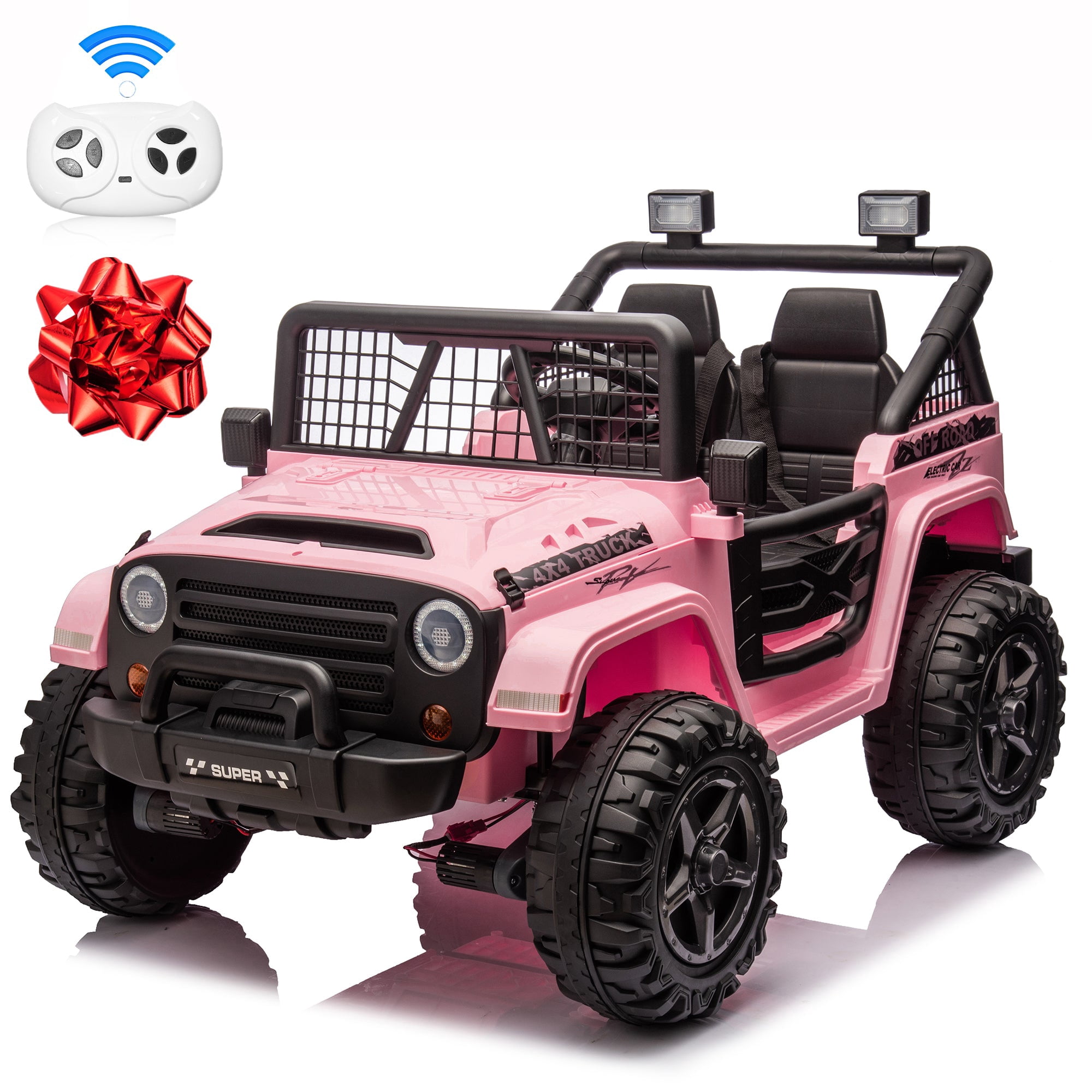 24V Kids Ride on Toys with Remote Control, 4WD 2-Seater Ride on Truck ...