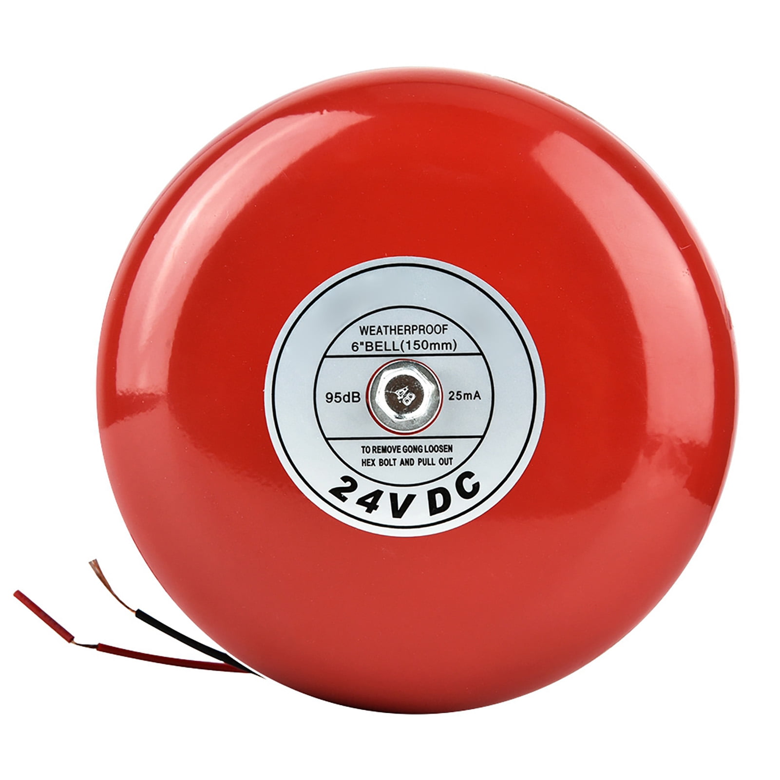 24V Metal Round Alarm Bell Security Fire Alarm Bell Red - Walmart.com