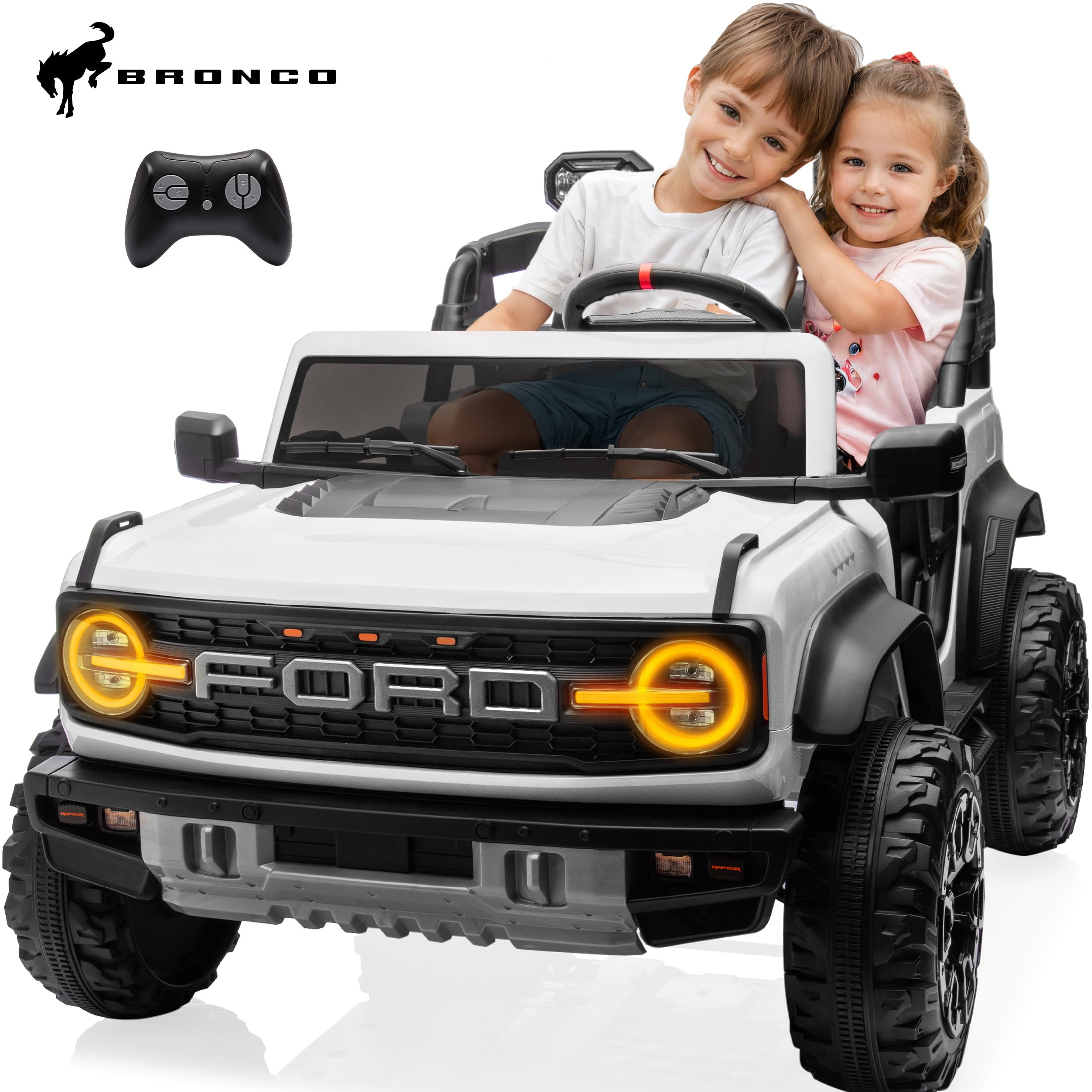 24V Powered Kids Ride on Toy Cars with 2 Seater, Ford Bronco Raptor ...
