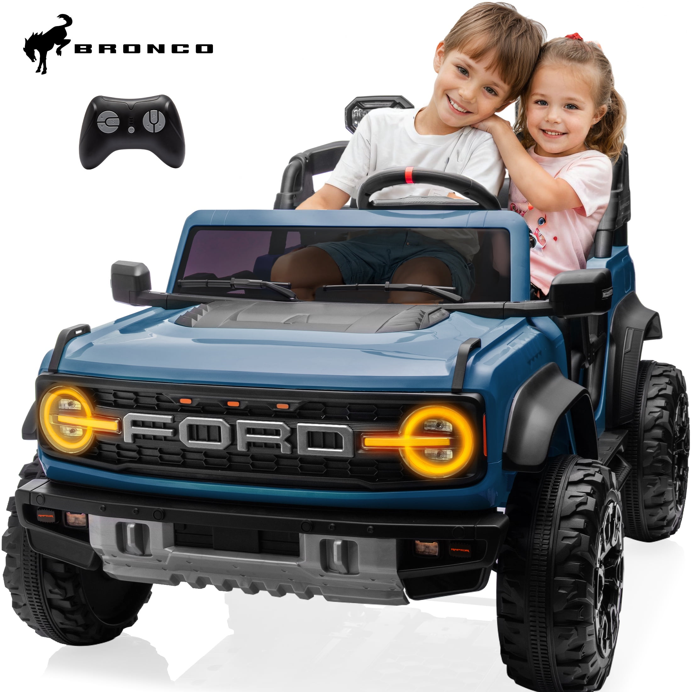 24V Powered Kids Ride on Toy Cars with 2 Seater, Ford Bronco Raptor ...