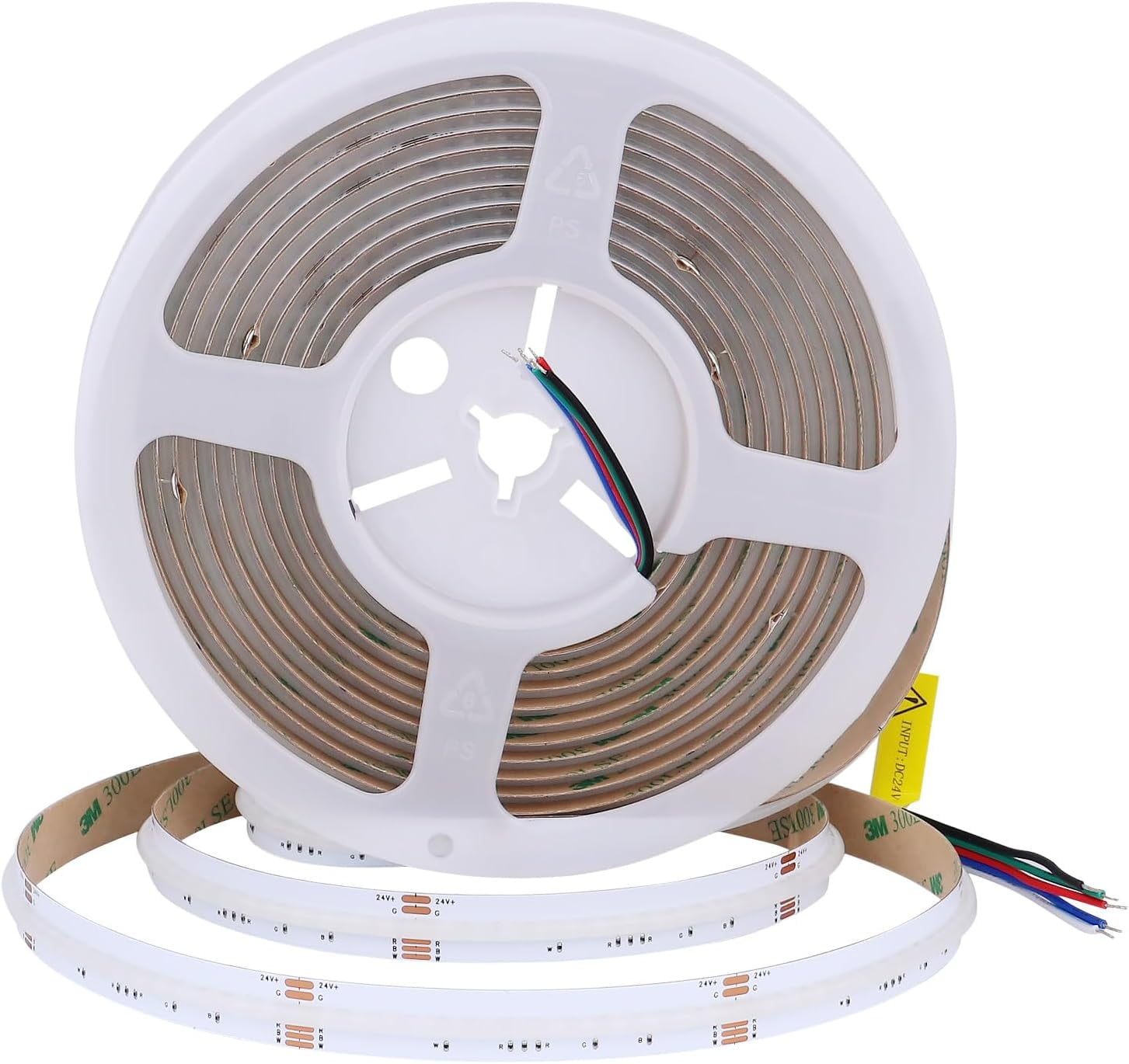 24V RGBW COB Strip Lights 16.4FT/5M + 6000K Cool White Dual Mode ...