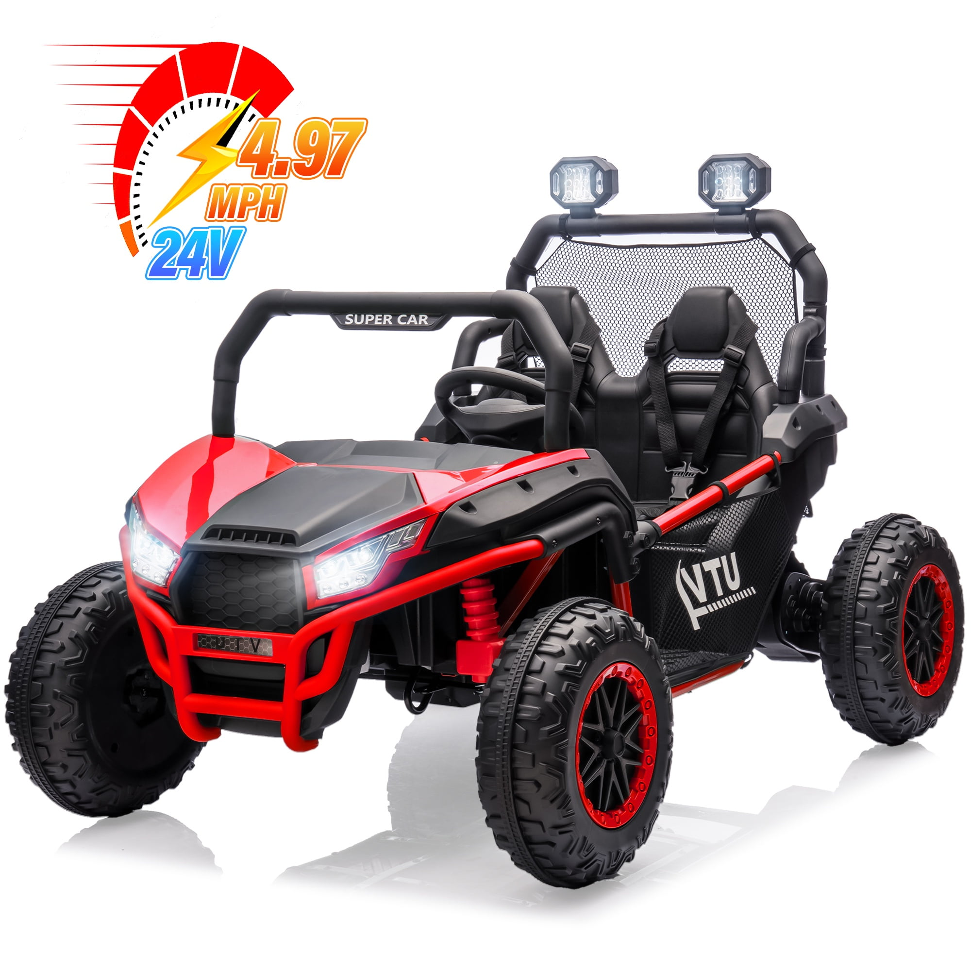 24V Ride on Car for 2 Kids, 2 Seater Kids Ride on UTV Cars, 400W Super ...