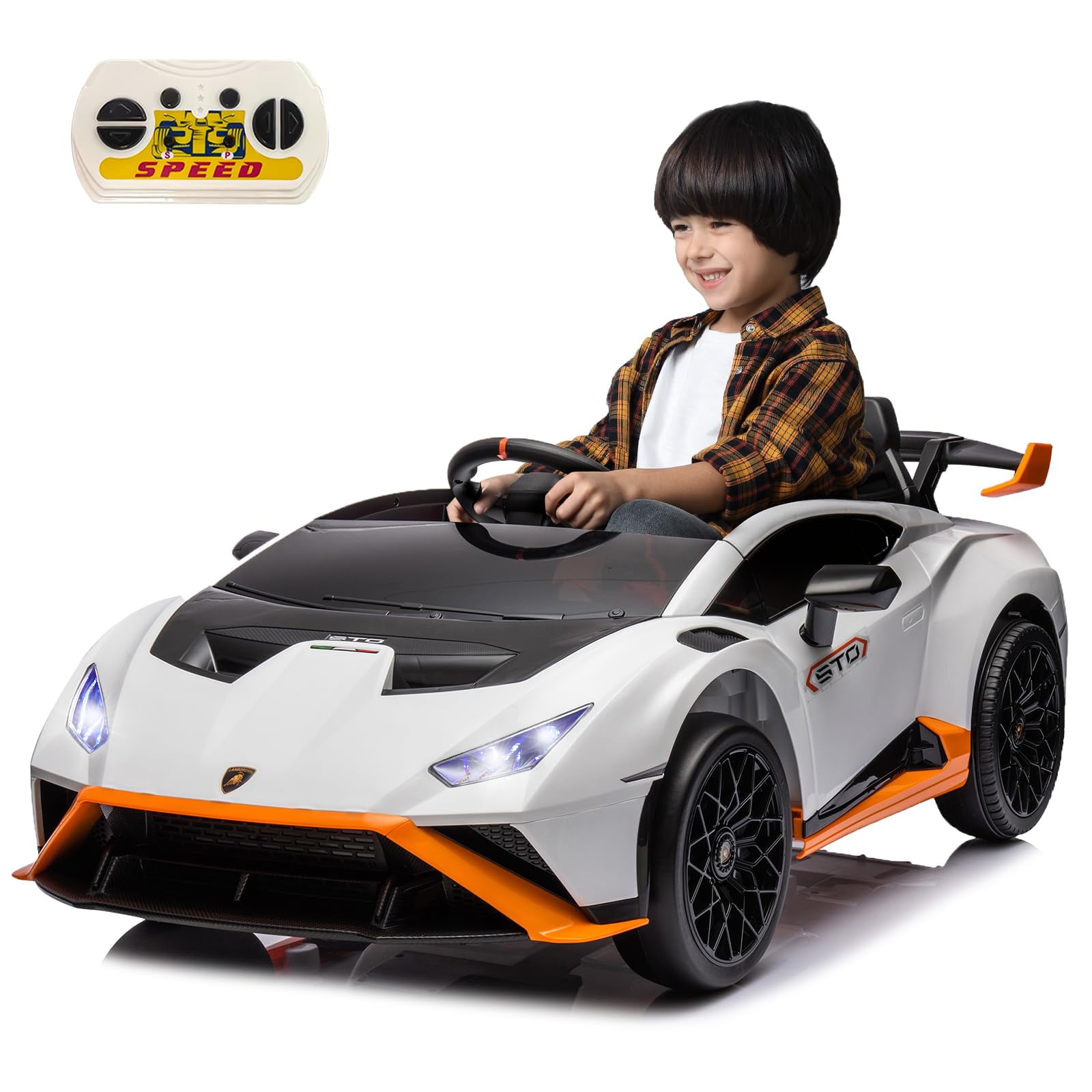 24V Ride On Car for Kids, Licensed Lamborghini Battery Powered Sports ...