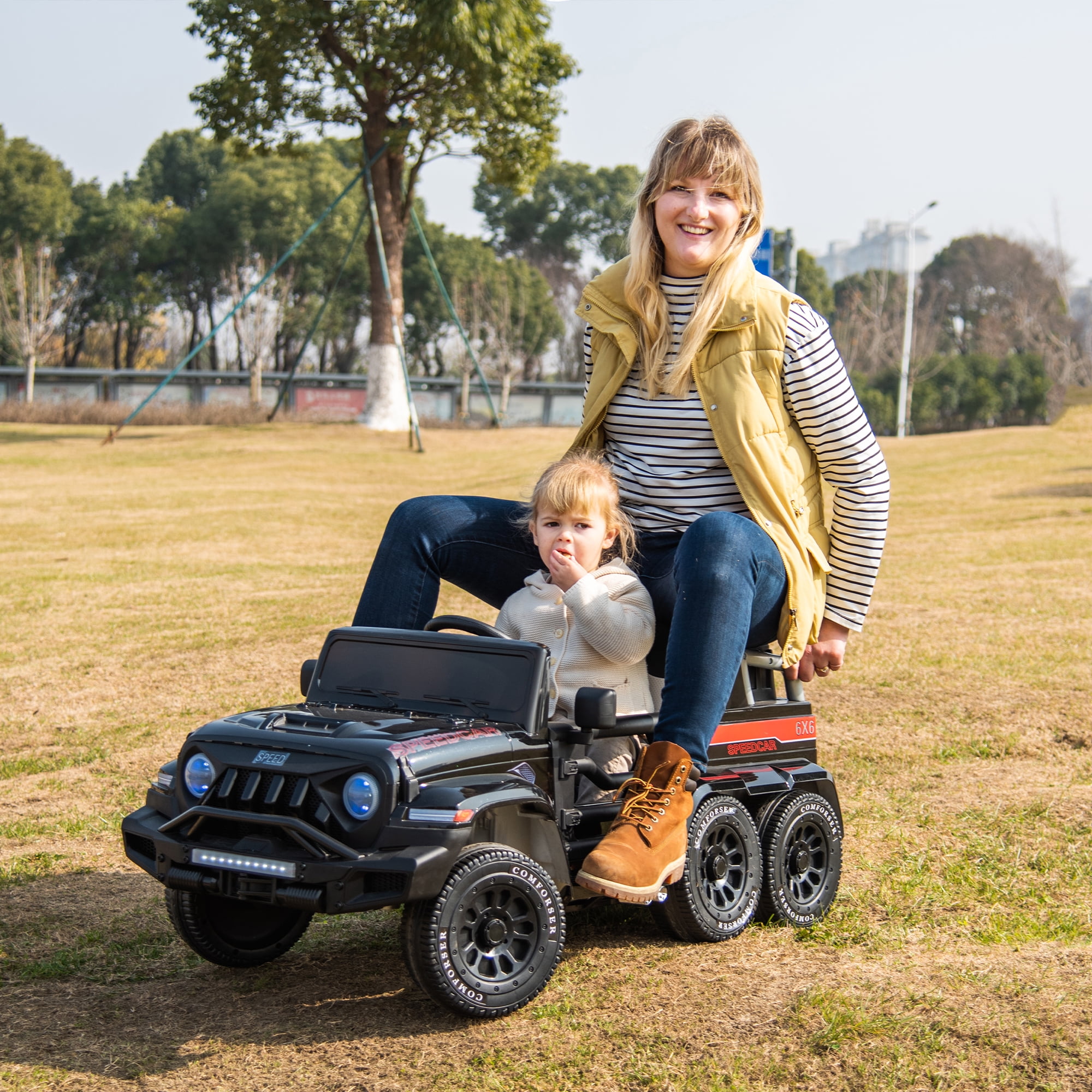24V Ride On Car With Remote Control 4WD 6-wheel Battery Powered Ride On ...