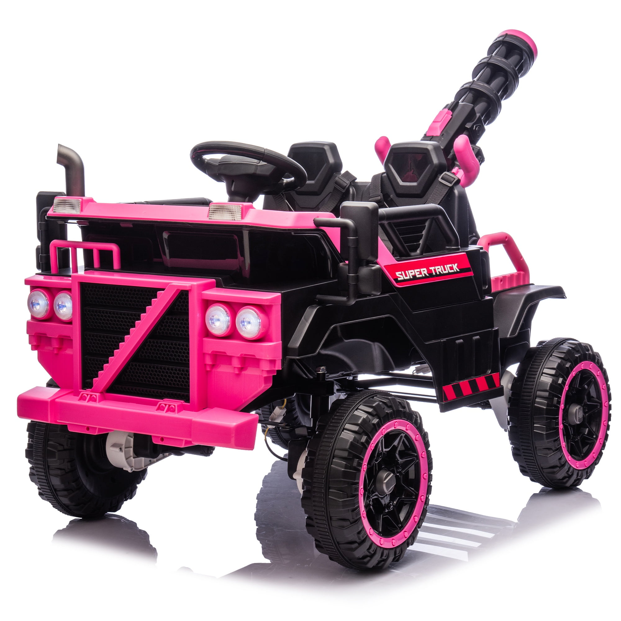 24V Ride on Toy 3 Seater, Powered Ride on Car Truck with Built-in Water ...