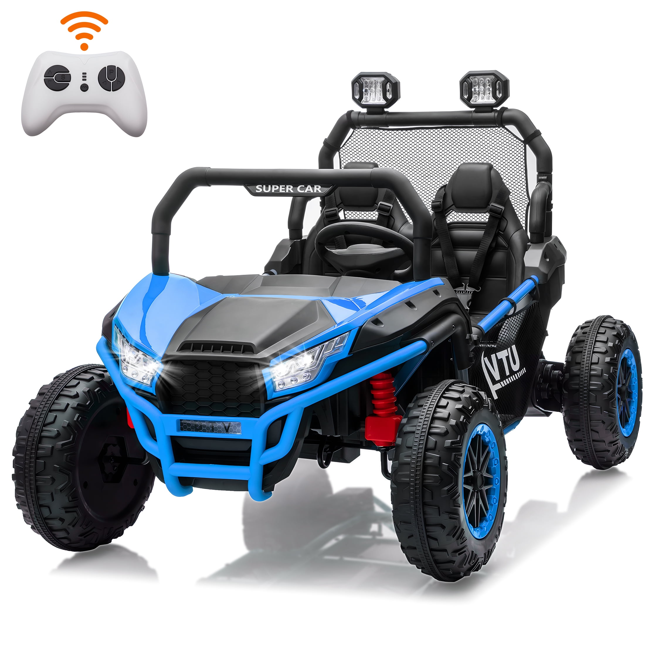 Blue 12V Electric Kids Ride-On UTV Car Toy with Remote, Music, LED ...