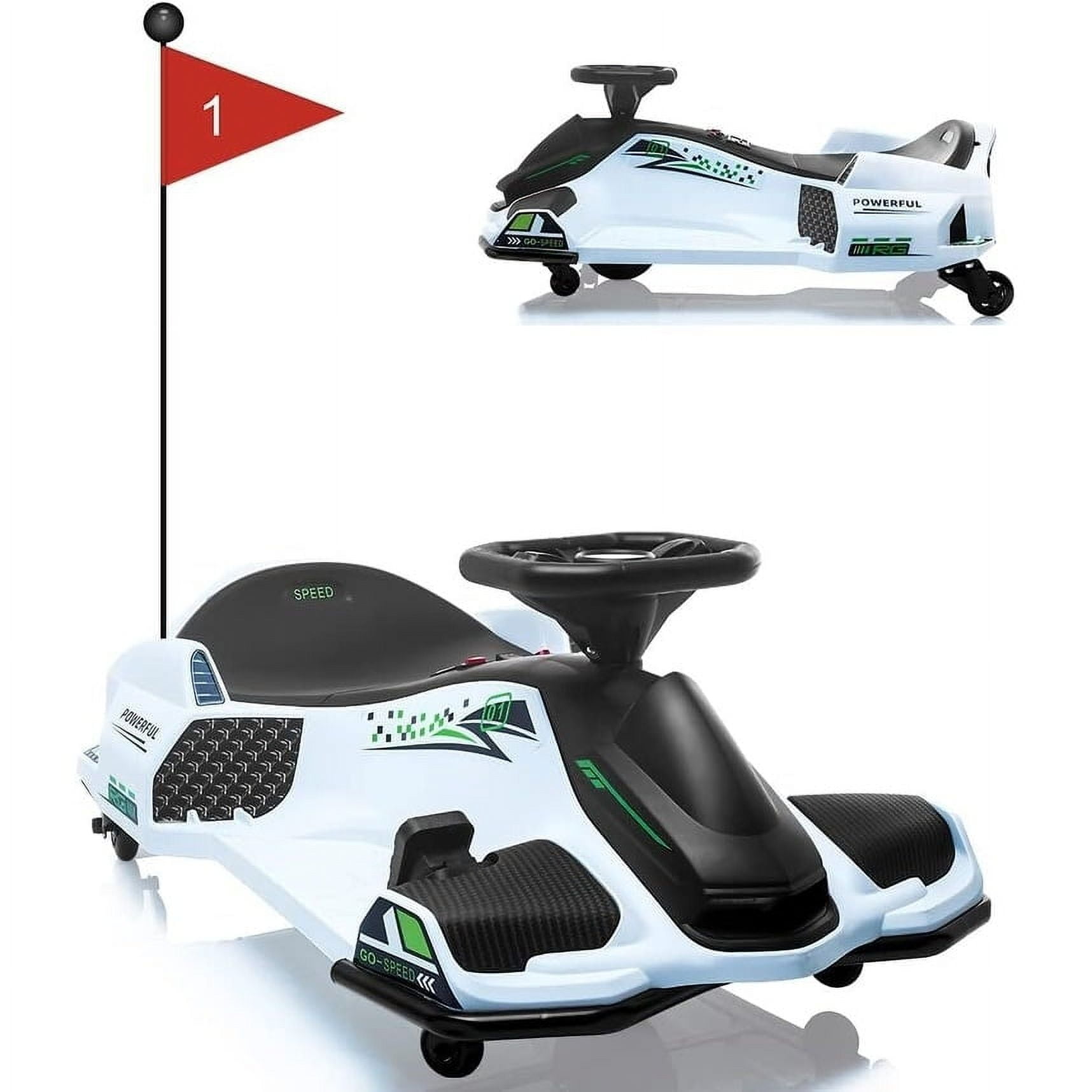 24V Ride on Drift Car,7Ah Battery 180W Brushless Motor Kids White ...