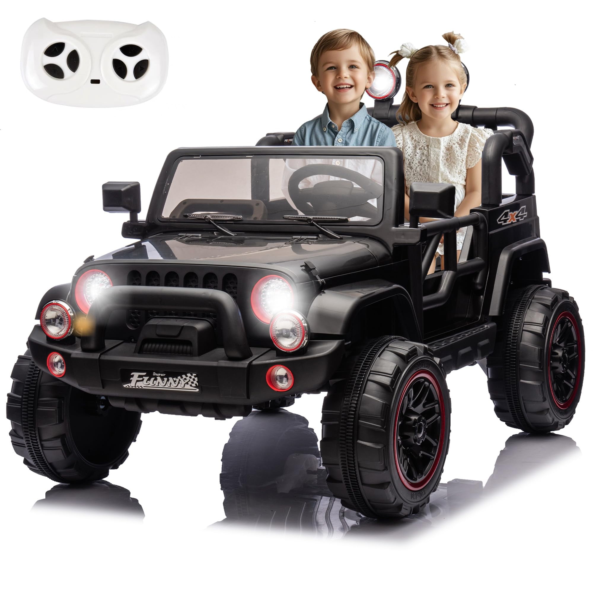 24V Two Seater Kids Ride On Car W/Parents Control, XL Electric Jeep ...