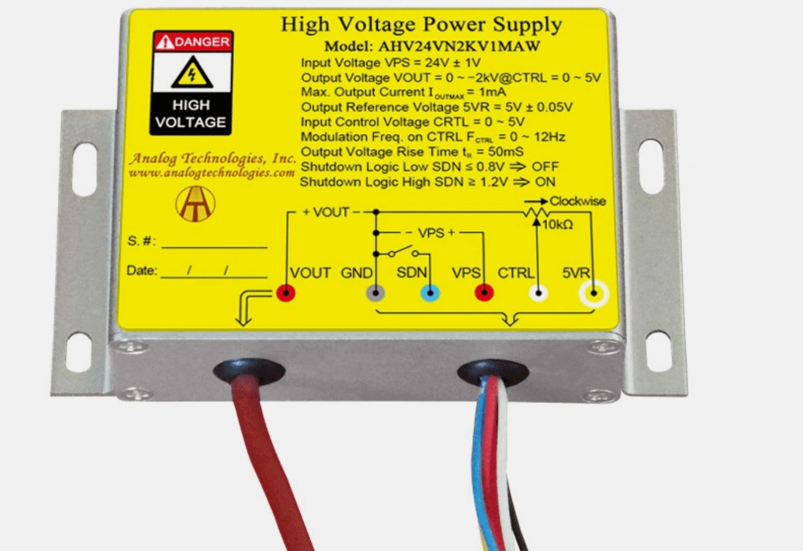 24V to -2000V Isolated DC-DC High Voltage Power Supply, 1mA, 2W ...
