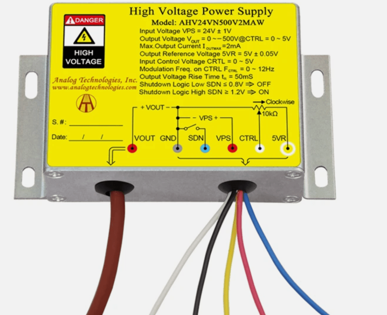 24V to -500V Isolated DC-DC High Voltage Power Supply, 10mA, 5W ...