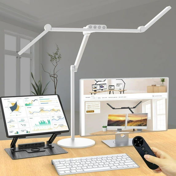 24W Adjustable Led Desk Light with Remote, 1500LM Bright Dimmable ...