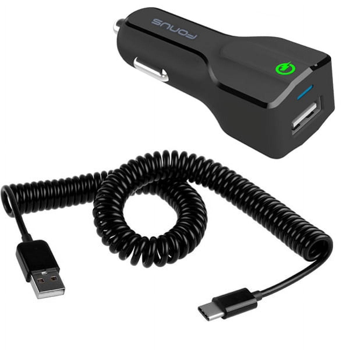 24W Fast Car Charger for Kyocera DuraXV Extreme -- 2-Port USB Coiled ...