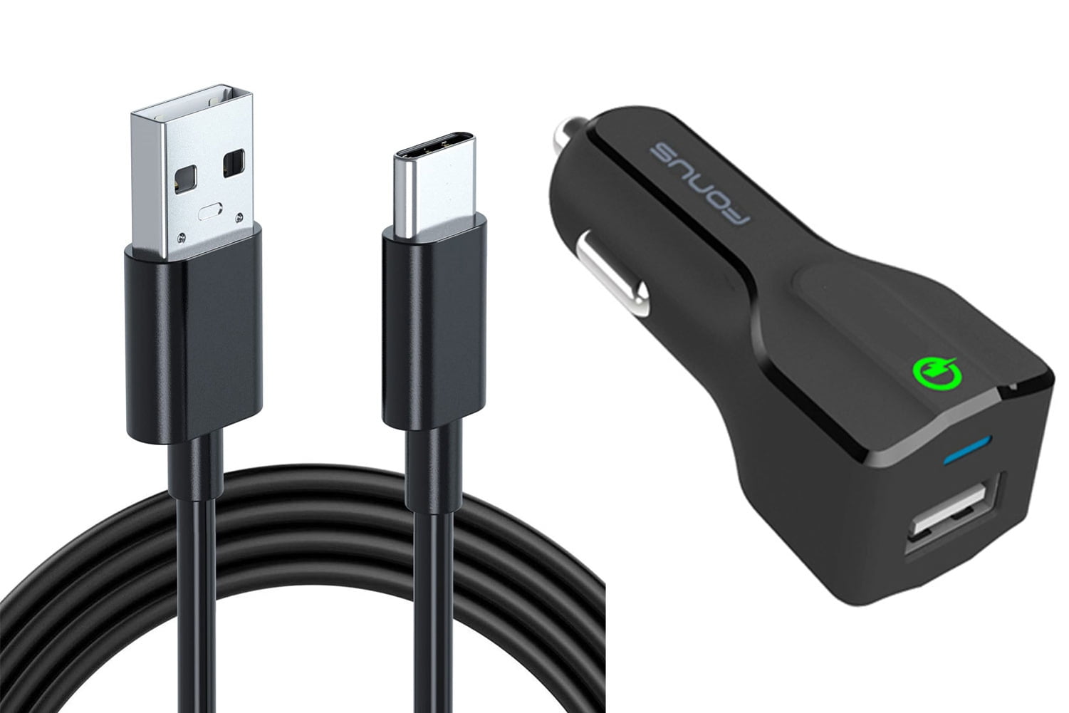 24W Fast Car Charger for Samsung Galaxy S25/Ultra/Plus - 2-Port USB 6ft ...