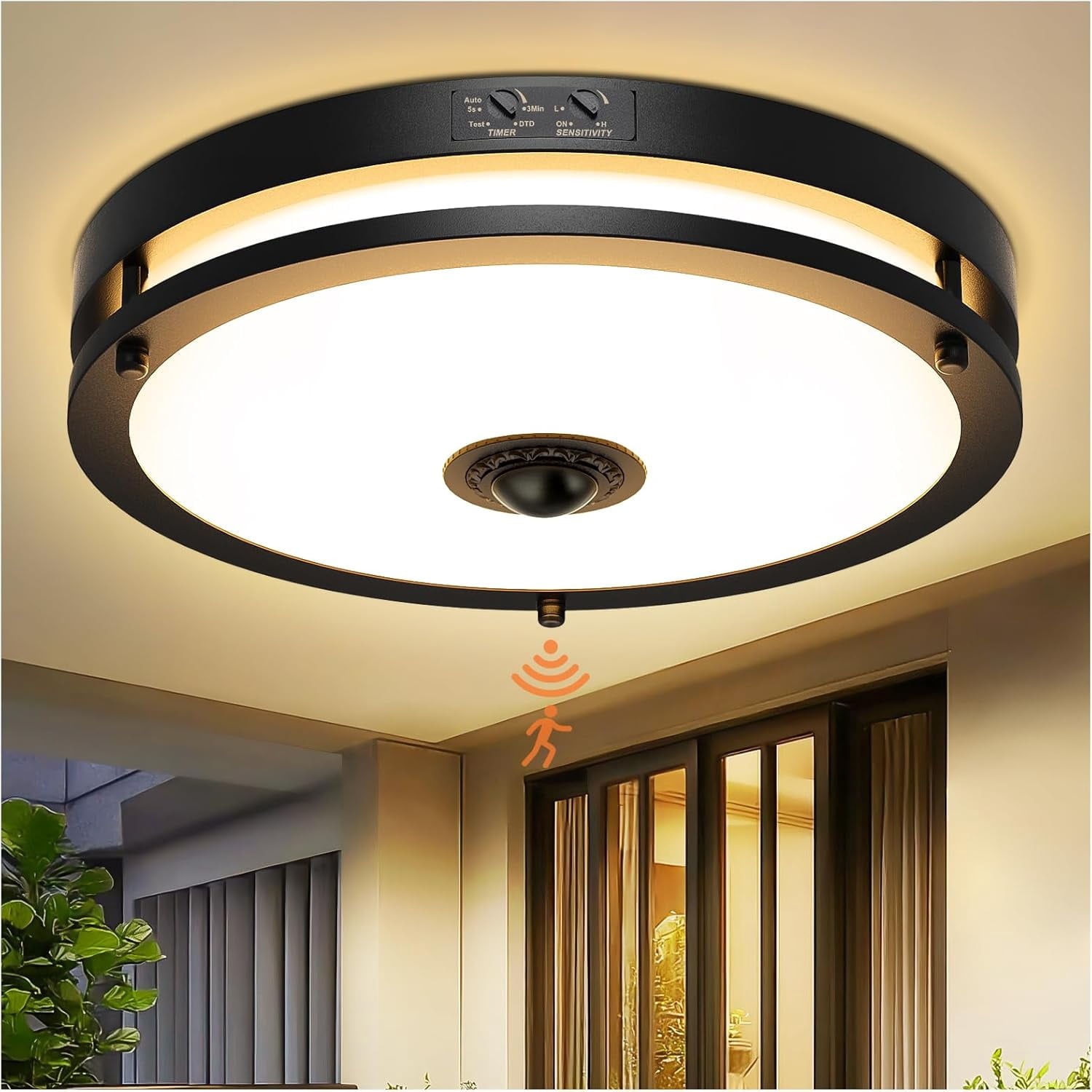 24W LED Motion Sensor Outdoor Ceiling Light, 12IN 2700K/3000K/3500K ...