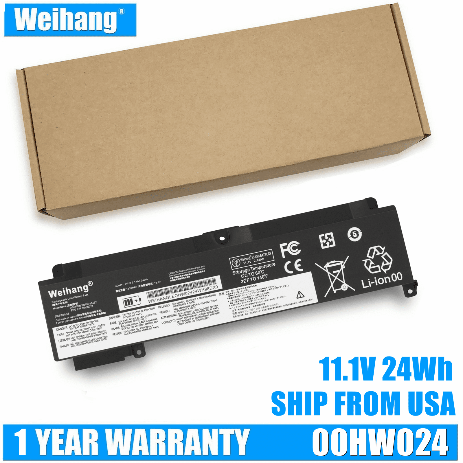 24Wh Replacement Battery 00HW024 For Lenovo ThinkPad T460s T470s 1AV405 ...