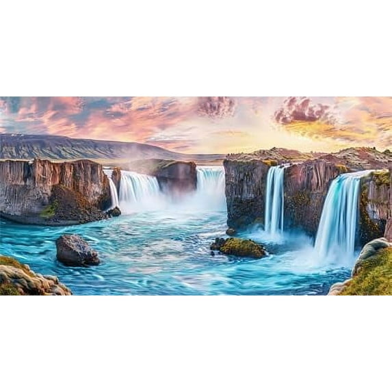 24X12IN, Natural Landscape Waterfall Aquarium Background, Art Natural ...