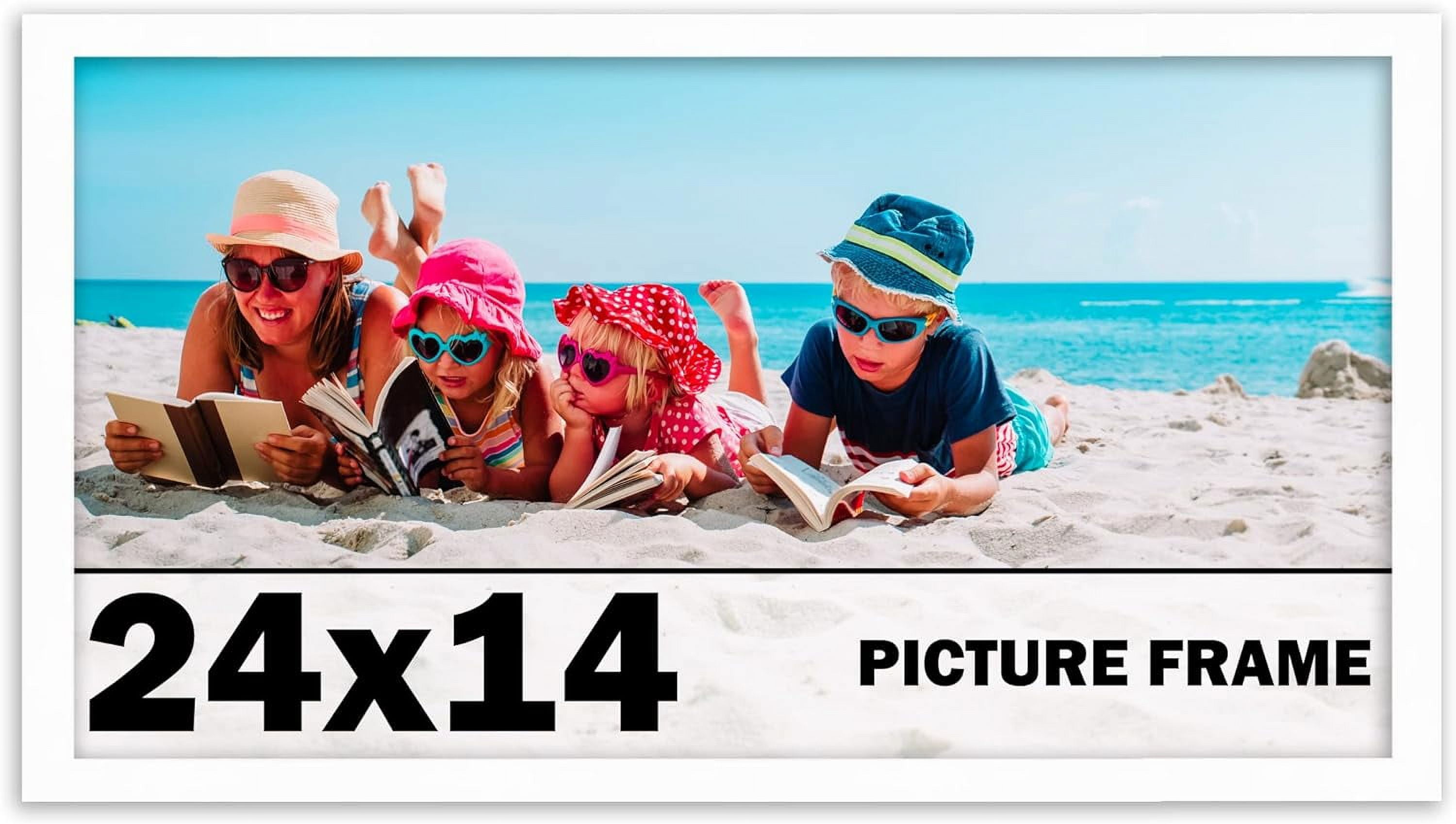 24X14 Frame White Solid Wood Picture Frame Includes UV Plexiglass, Acid ...