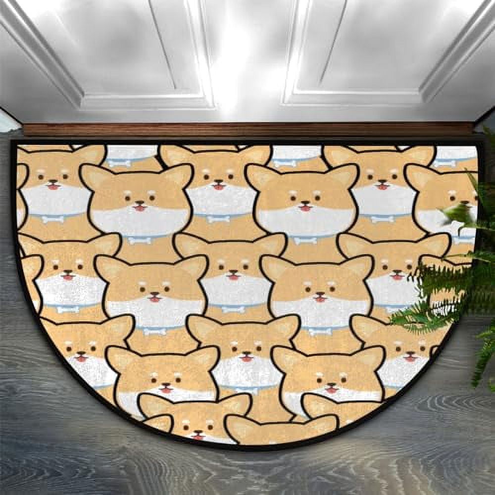 24X16 Inch Animal Dog Corgi Half Round Door Mat Outdoor Non-Slip ...