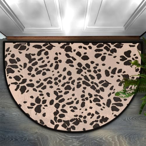 24X16 Inch Half Round Door Mat,Vintage Leopard Print Non Slip Absorbent ...