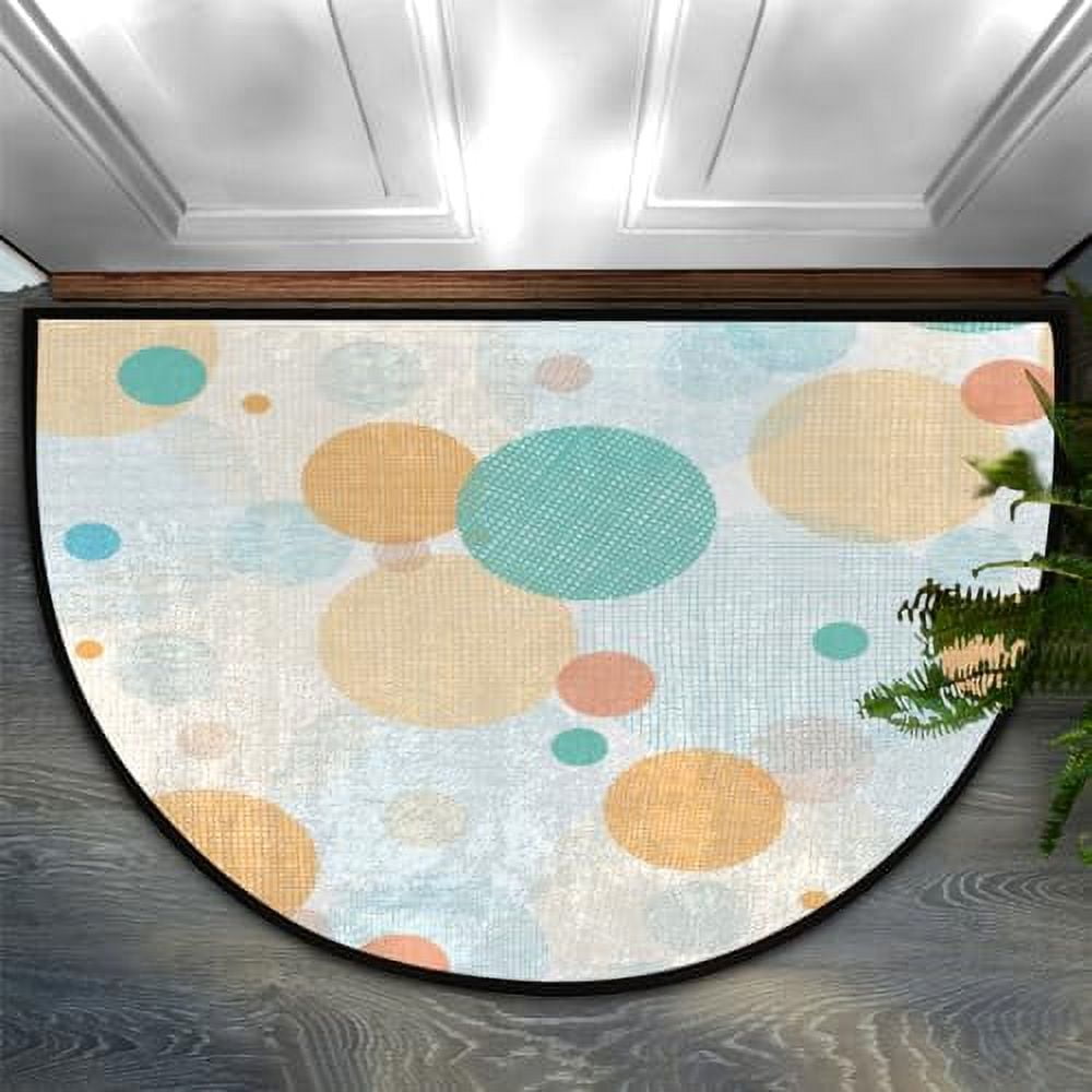 24X16 Inch Round Pattern Half Round Door Mat Outdoor Non-Slip Welcome ...